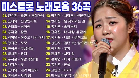 미스트롯 노래모음 36곡 🎶 미스트롯 노래모음 청춘 트로트 모음 인기 트로트 모음 💖💖 양지은 사모 윤태화 내가