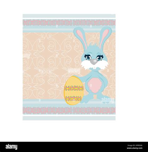 Illustration Of Happy Easter Bunny Carrying Egg Stock Vector Image