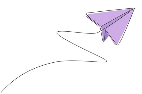 Dibujo de una sola línea continua de un avión de papel volando en el