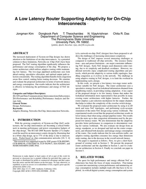A Low Latency Router Supporting Adaptivity For On