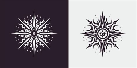 Premium Vector Monochrome Vector Illustration Of A Wind Rose Or