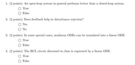 Solved Points An Open Loop System In General Performs Chegg