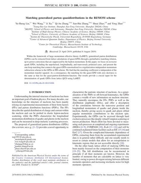 Pdf Matching Generalized Parton Quasidistributions In The Rimom Scheme