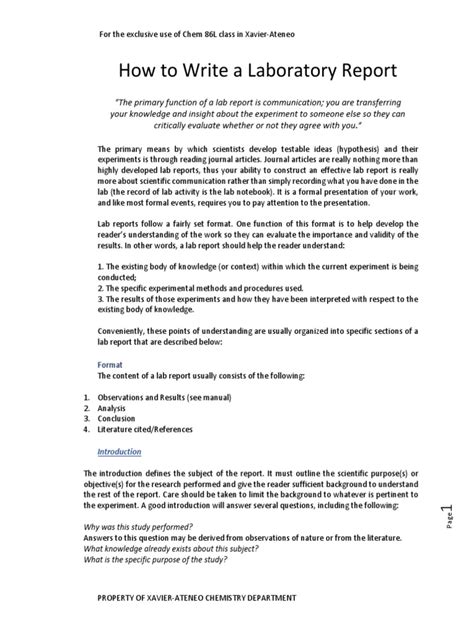 How To Write A Lab Report Pdf