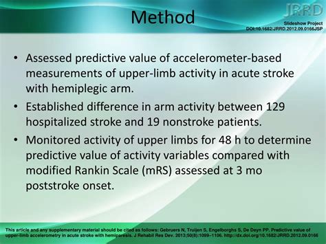 Ppt Predictive Value Of Upper Limb Accelerometry In Acute Stroke With Hemiparesis Powerpoint