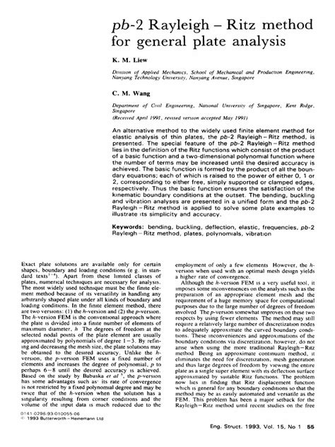 Pb 2 Rayleigh Ritz Method For General Plate Analysis 1993 Download