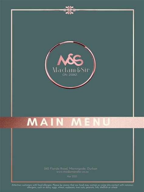 Madam And Sir Main Menu Mar 2023 Chef Approved Pdf Salad Sauce