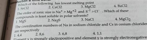 The Coordination Numbers Of Na In Sodium Chloride And Cs In Cesium Chlori