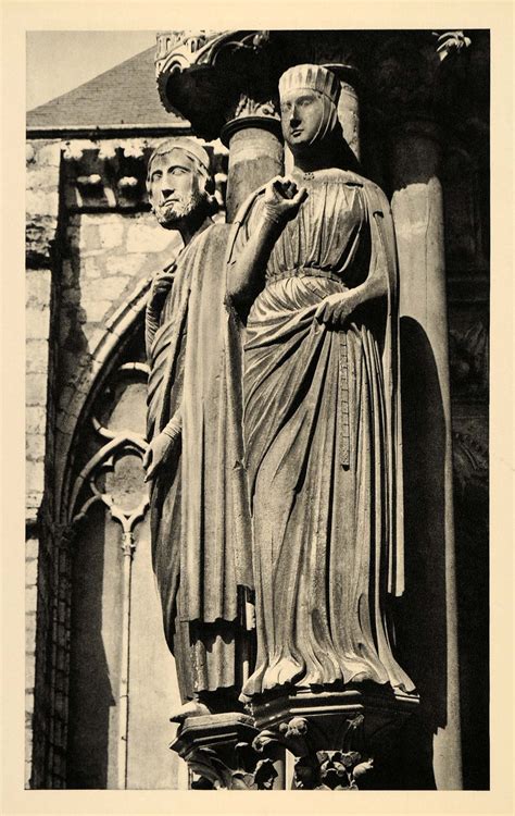 1937 King David Bathsheba Sculptures Chartres Cathedral Original Ch2
