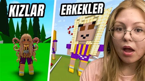 KIZLAR VS ERKEKLER ROBLOX HEYKELİMİ YAPAN KAZANIR MİNECRAFT BROOKHAVEN