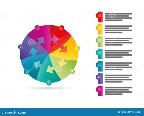 彩虹光谱上色了七与说明文本领域的支持的箭头难题介绍infographic向量图形模板 向量例证 插画 包括有 现代 设计 43834469