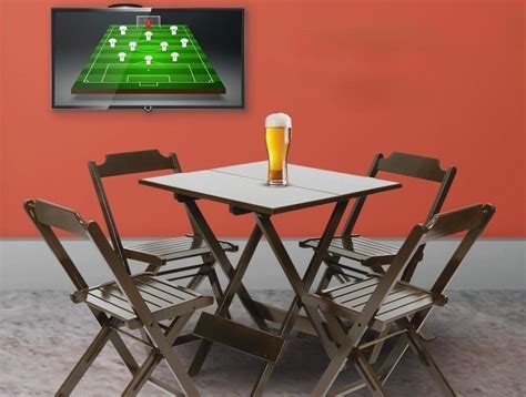 Conjunto Mesa de Madeira Dobrável x Cadeiras Imbuia FIMAP Gelox