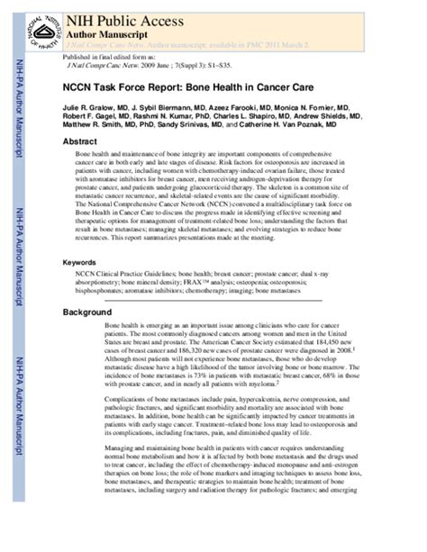 Pdf Nccn Task Force Report Bone Health In Cancer Care Sandy Srinivas