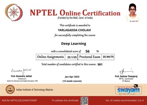 Cholavi Yarlagadda On Linkedin Deeplearning Nptel Certification