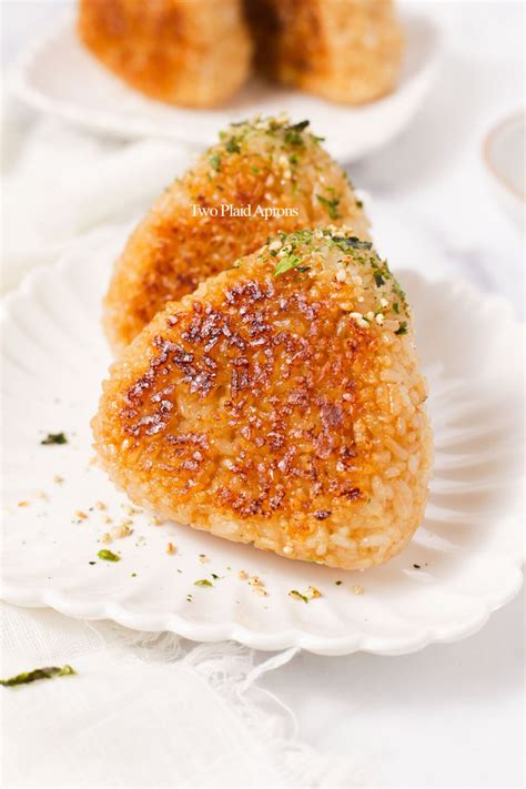 Yaki Onigiri Grilled Rice Balls Two Plaid Aprons