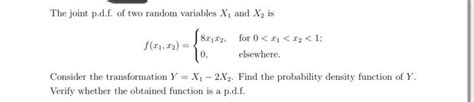the joint p d f of two random variables x1 and x2 is
