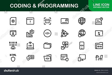 Customizable Coding Programming Icons Vector Graphics Stock Vector
