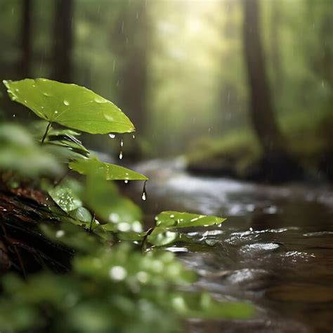 Premium Ai Image The Tranquil Sound Of Raindrops Falling On The