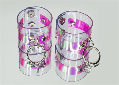 Holographic O Cuff Bracelet Iridescent Vinyl Clear Pvc Etsy