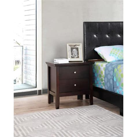 Andmakers Primo 2 Drawer Espresso Nightstand 24 In H X 19 In W X 15
