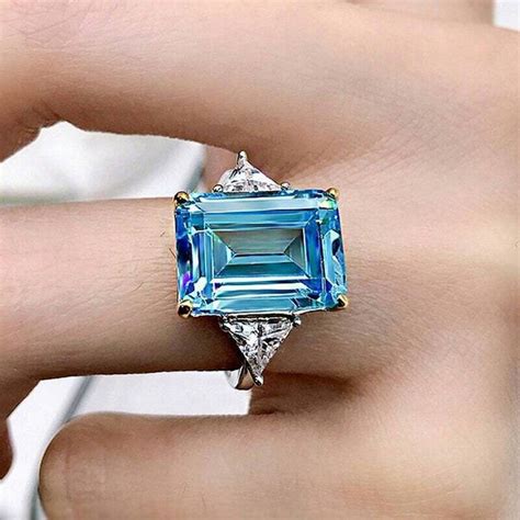 Aquamarine Engagement Ring Aquamarine Ring Blue Gemstone Etsy