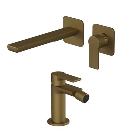 Set Miscelatore Incasso Lavabo Con Bidet Senza Scarico Oro Satinato Coral