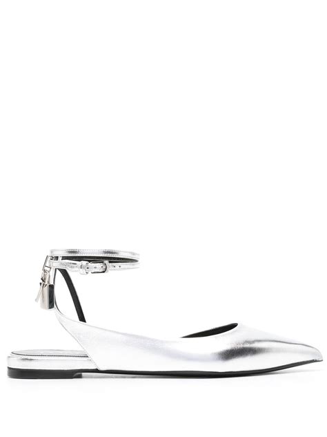 Tom Ford Padlock Metallic Ballet Flats In White Lyst