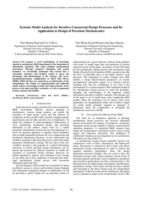 Pdf Systems Model Analysis For Iterative Concurrent Design Processes
