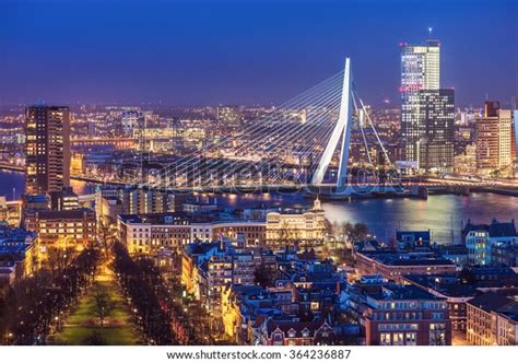네덜란드 유로마스트 타워에서 보듯이 황혼기에 에라스무스 스톡 사진 364236887 Shutterstock