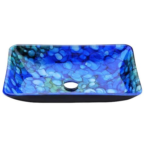 Anzzi Voce Series Rectangular Deco Glass Vessel Sink In Lustrous Blue