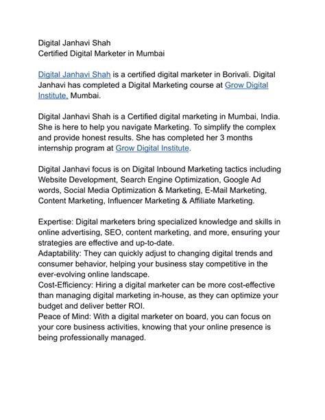 Ppt Digital Janhavi Shah Certified Digital Marketer In Borivali