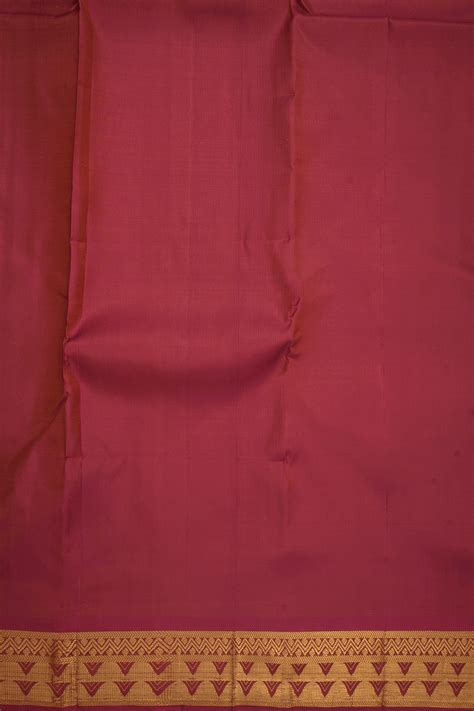 Zari Border Plain Brick Red Kanchipuram Silk Saree Sundari Silks