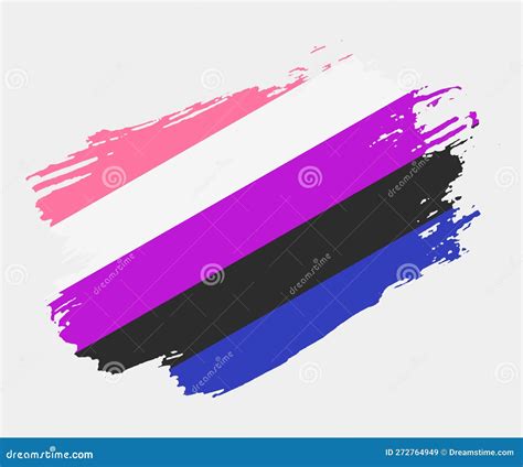 Genderfluidity Pride Flag Waving In The Wind At Cloudy Sky Freedom And