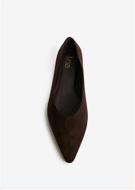 Linzi Candid Wide Fit Brown Pointed Toe Ballet Flats 5 Matalan