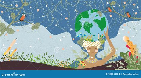 Mother Earth Day Poster With Hand Holding Planetnature Fo Woman Cute