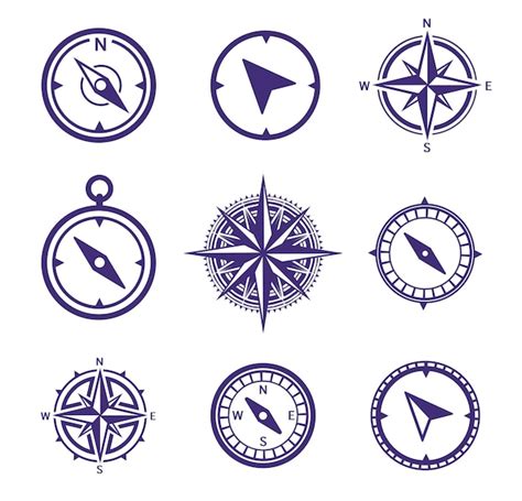 Premium Vector Compasses And Wind Rose Icons On A Marine Theme