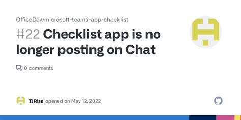 Checklist App Is No Longer Posting On Chat Issue OfficeDev Microsoft Teams App Checklist