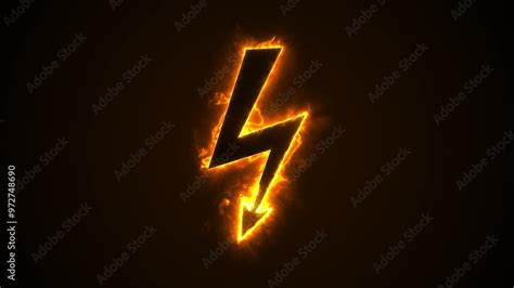 Burning High Voltage Shape On Black Background Suitable For Video