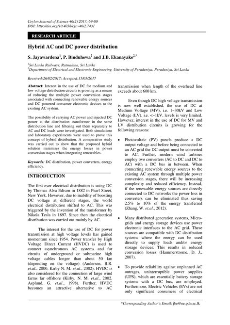 PDF Hybrid AC And DC Power Distribution