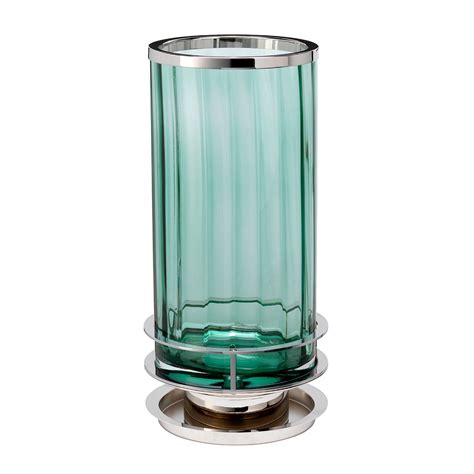 Quintiesse Arno Green Ribbed Glass Table Lamp Polished Nickel