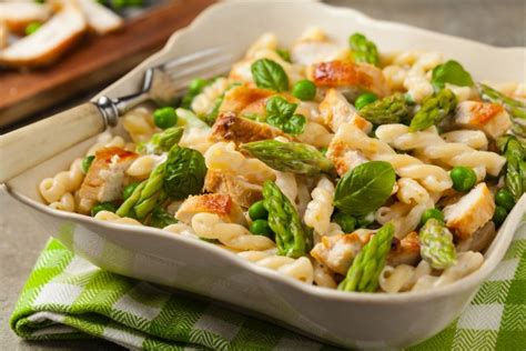 Recette Salade de fusilli aux asperges vertes poulet et chèvre frais