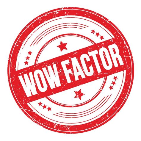WOW FACTOR Text On Red Round Grungy Stamp Stock Illustration