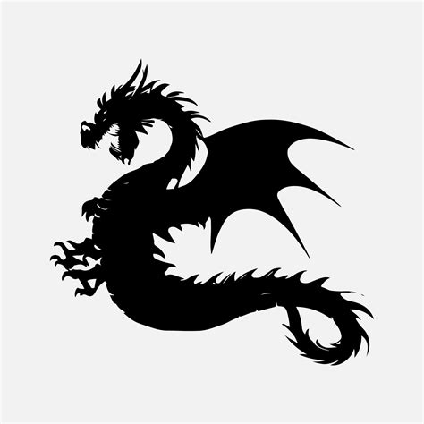 Black Dragon Vector Silhouette 24480115 Vector Art At Vecteezy