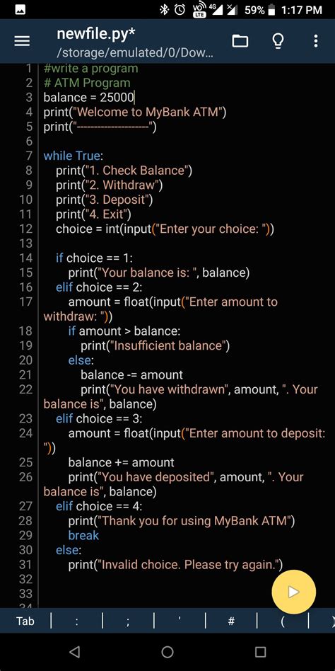 Venkatesh Gorrela On Linkedin Task 11 Write A Atm Program Using Python Kiran Sagar Pythonlife