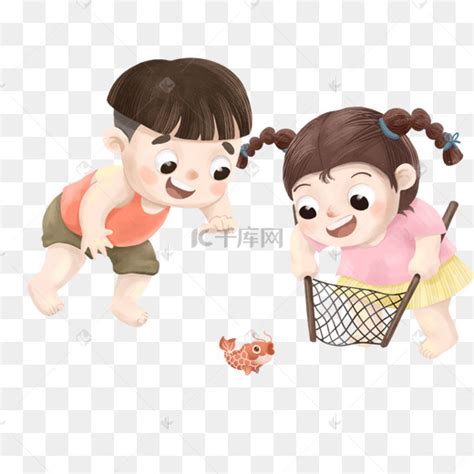 儿童捕鱼图片 儿童捕鱼图片素材免费下载 千库网