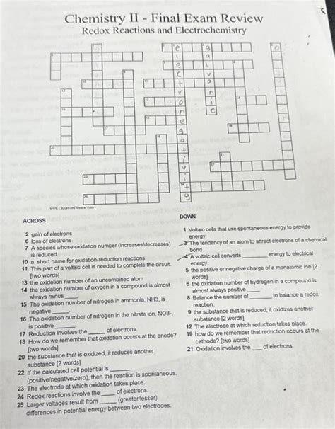 Chemistry II Final Exam Review Redox Reactions And Chegg
