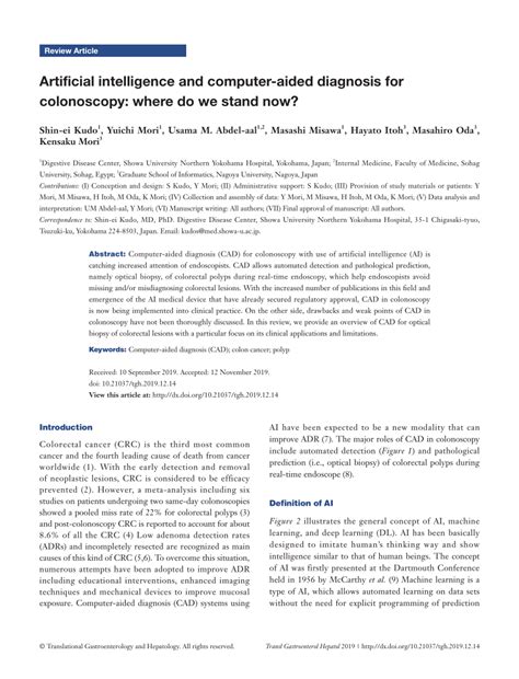 Pdf Artificial Intelligence And Computer Aided Diagnosis For