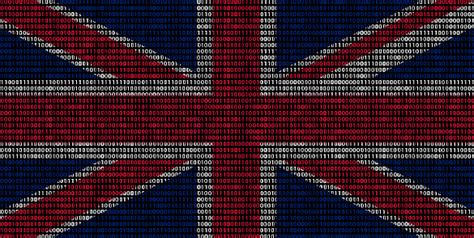 Great Britain Flag Superimposed On Duplicate Computer Code That