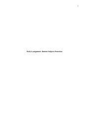 Week 6 Assignment Docx 1 Week 6 Assignment Human Subjects Protection 2 Human Subjects