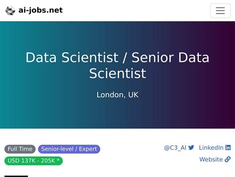 Hiring Data Scientist Senior Data Scientist In London Uk Raimljobs
